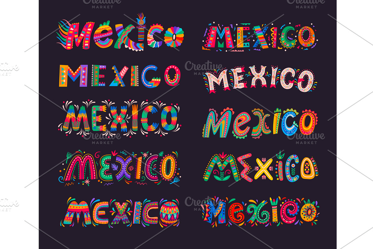 Mexico lettering typography, a Decorative Illustration by Vector Tradition