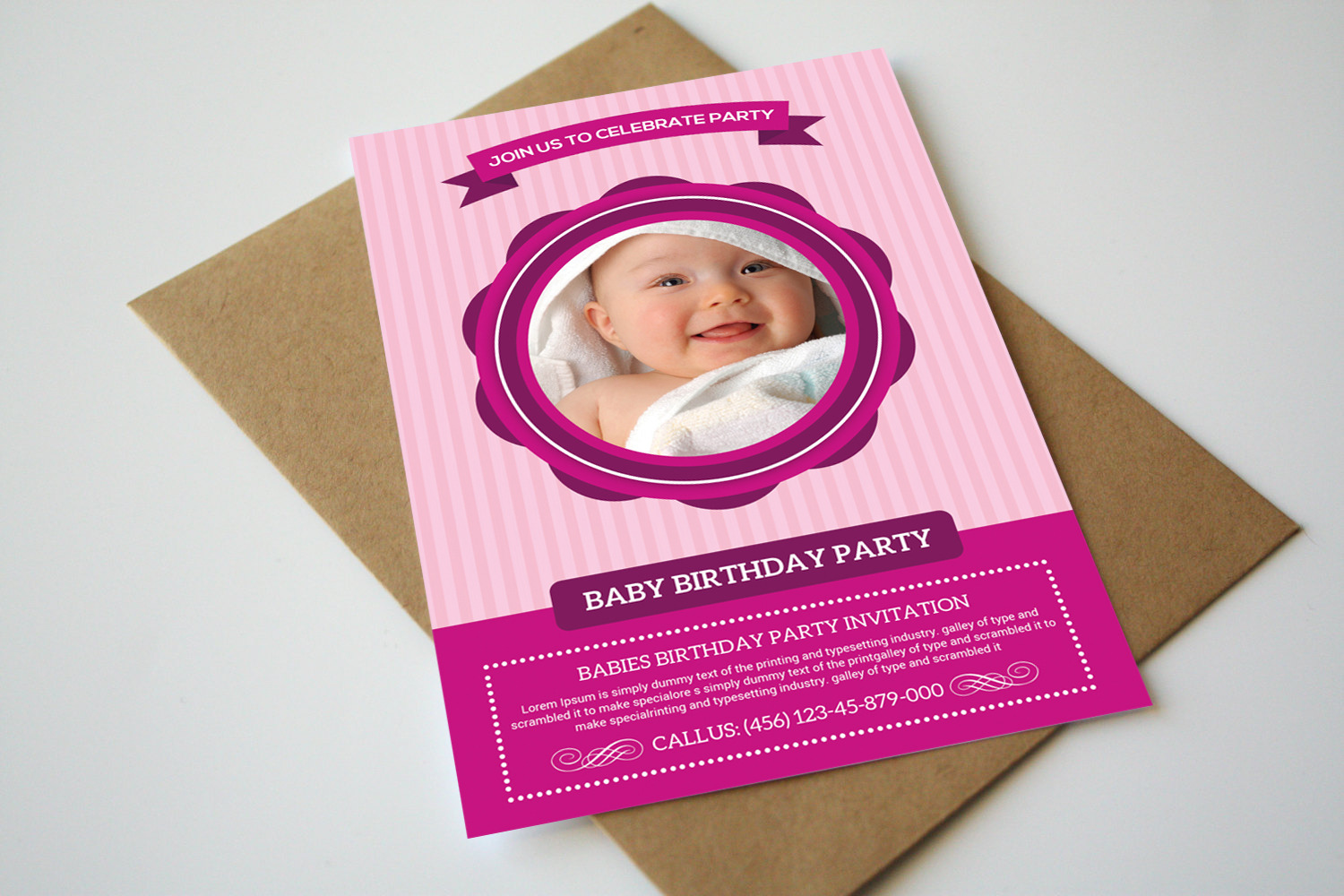 Baby Birthday Party Invitation, an Invitation Template by graphicforest
