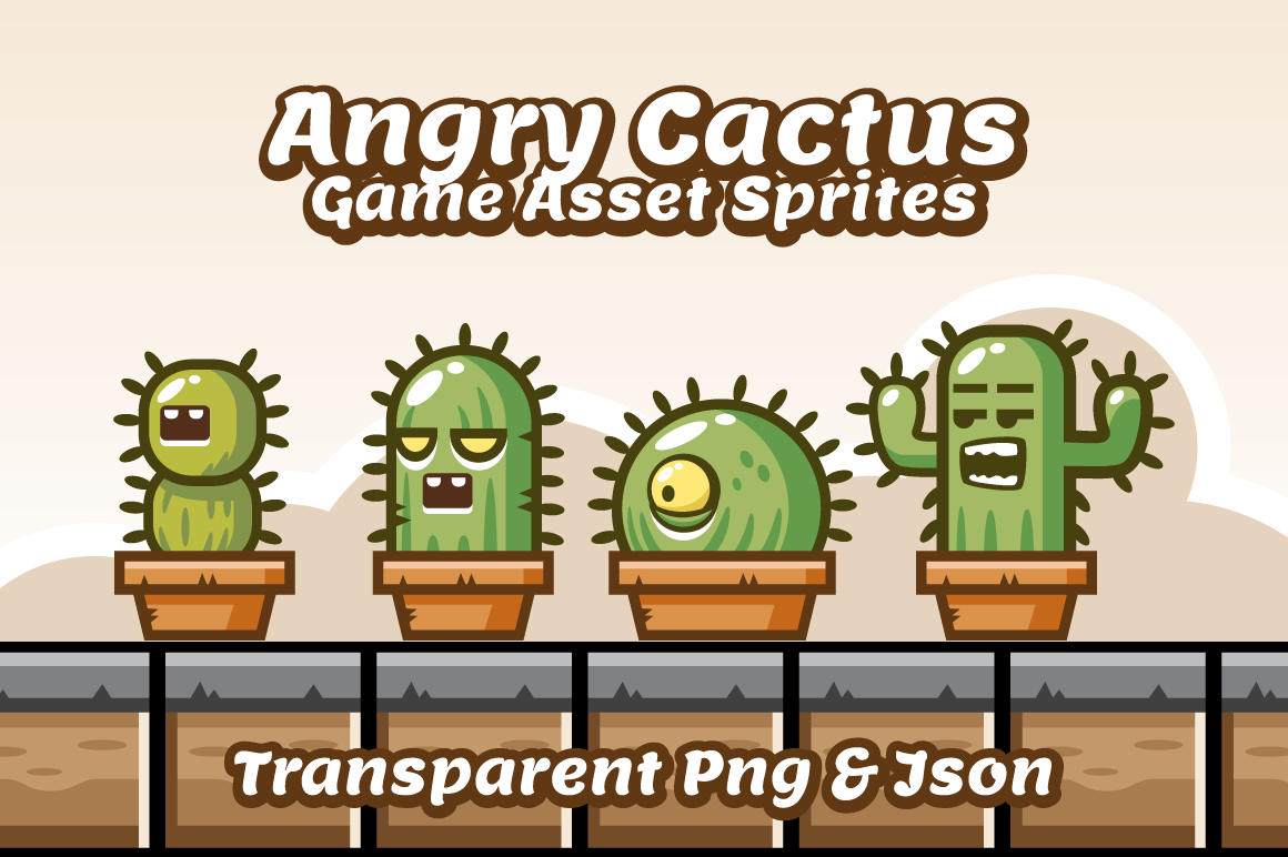 Angry Cactus Game Asset Sprites, an Illustration by Heavtryq Design ...