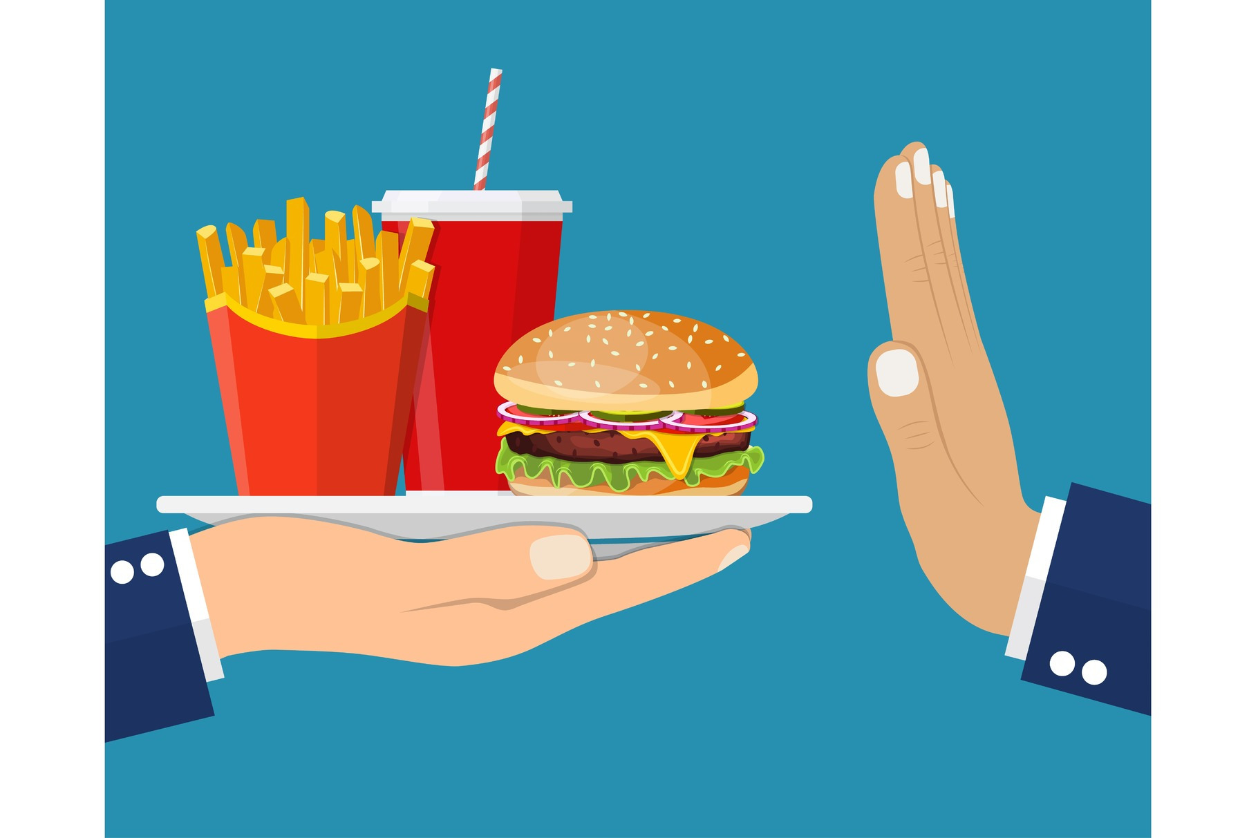 Stop fast food junk snacks concept, a Food Illustration by ModVector