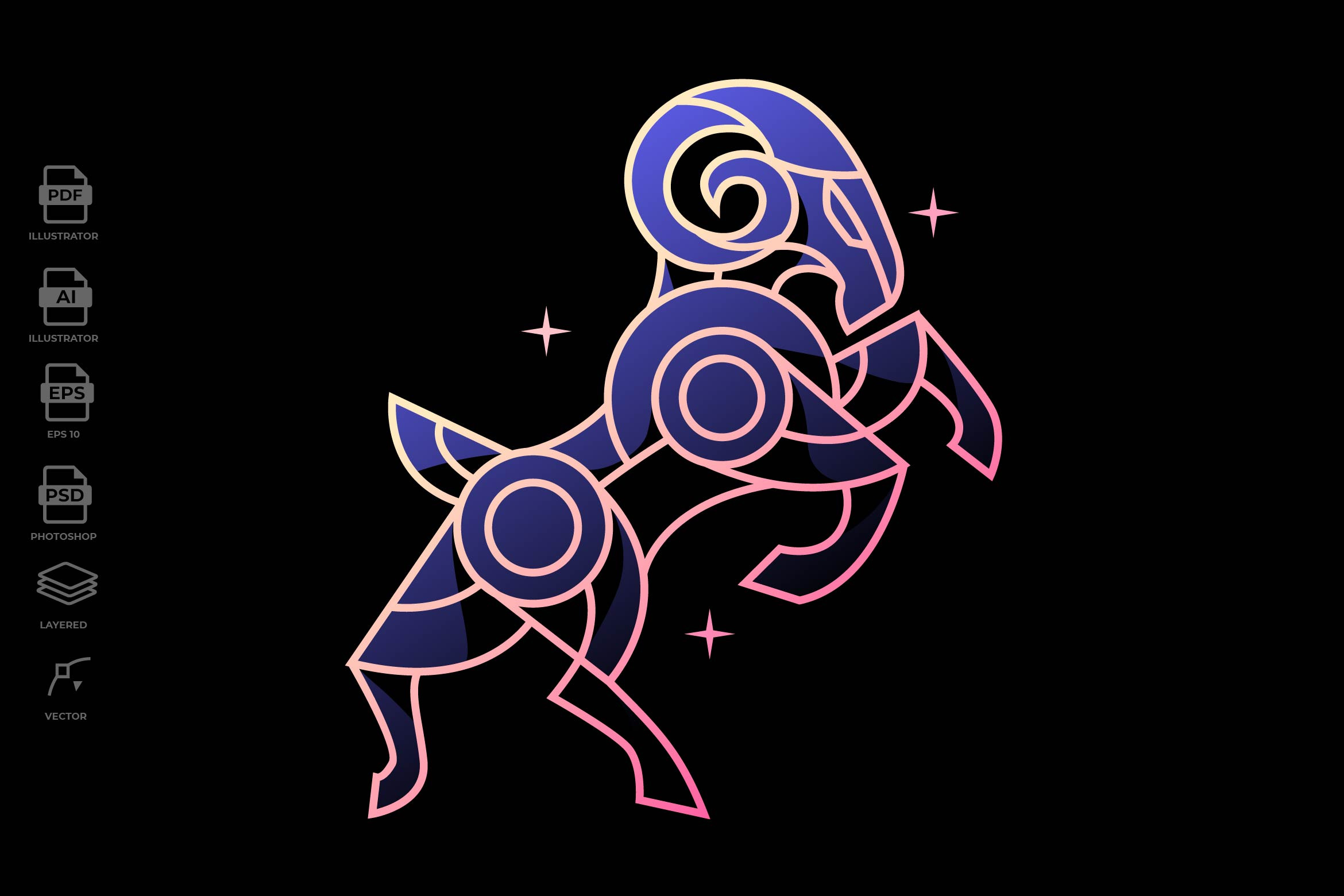 Lineart Zodiac Aries Tattoo An Object Graphic By Rupture