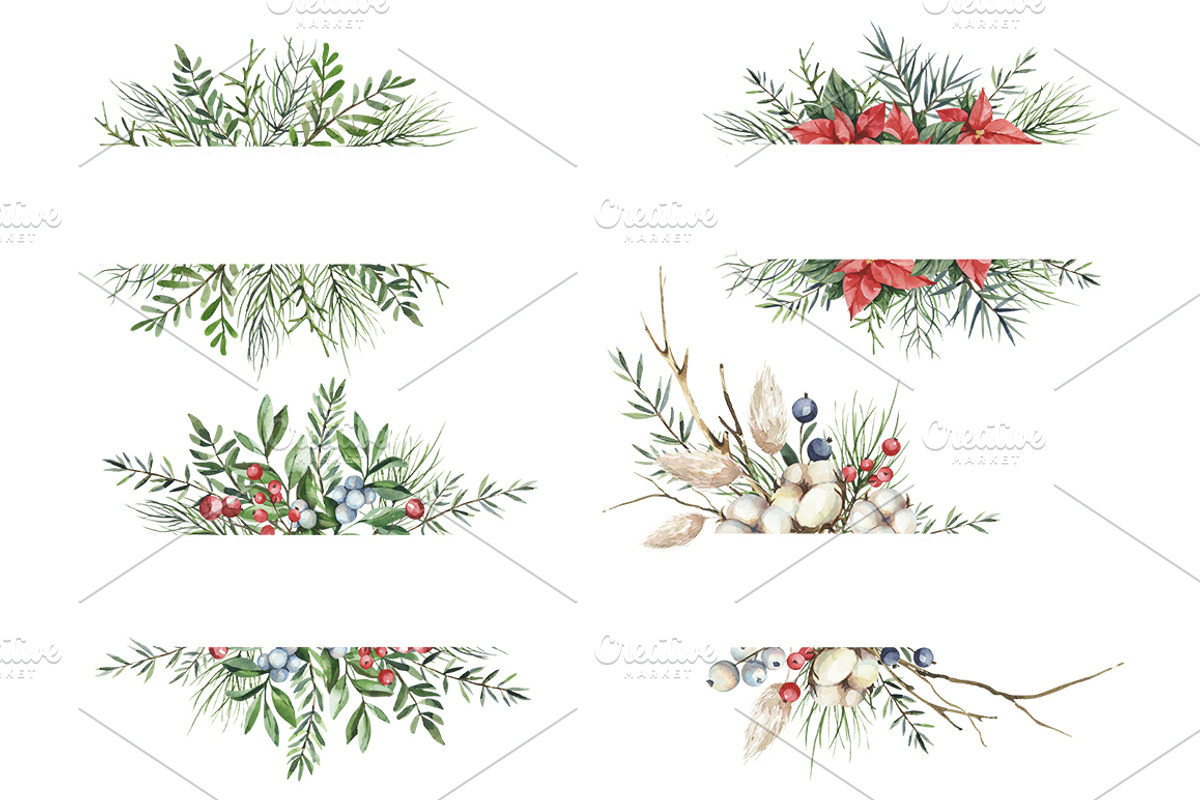 Christmas Border Isolated Set, a Decorative Illustration by Dessign Sells
