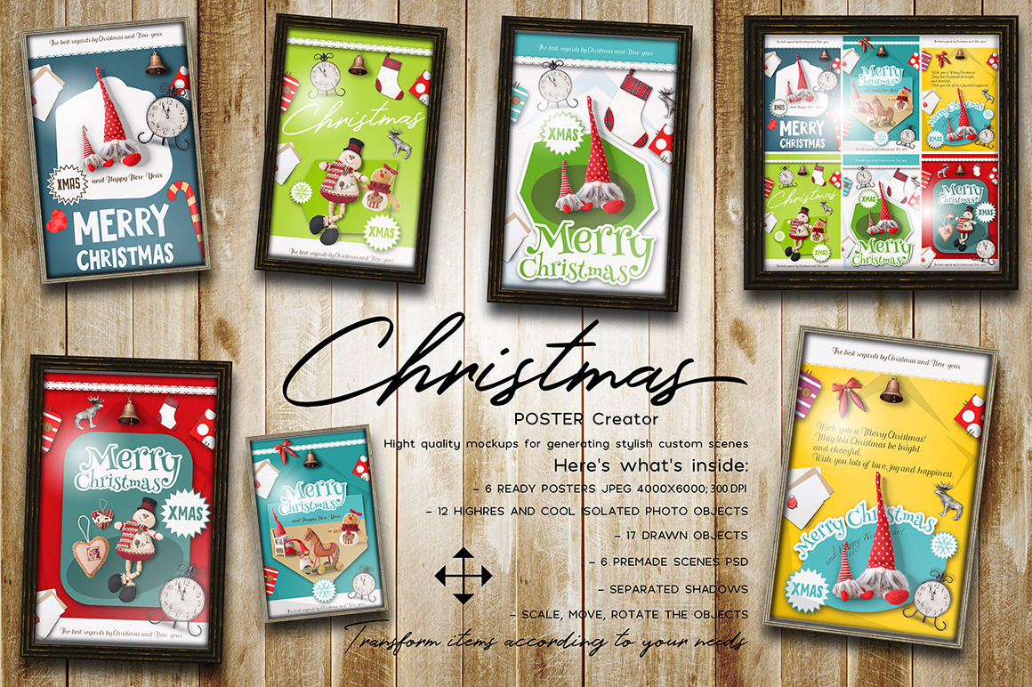 Christmas Posters Creator PSD, a Print Template by ELFIVETROV DESIGN