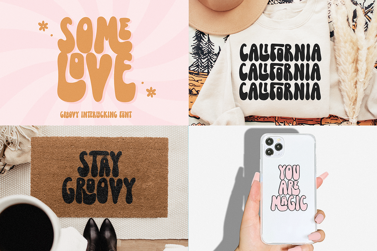 Retro Font Bundle | 14 Groovy Fonts, a Font by KA Designs