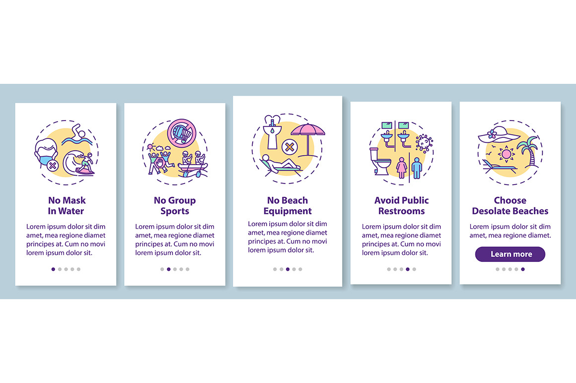 Beach safety mobile app pages, a Templates & Theme by IMG visuals icons