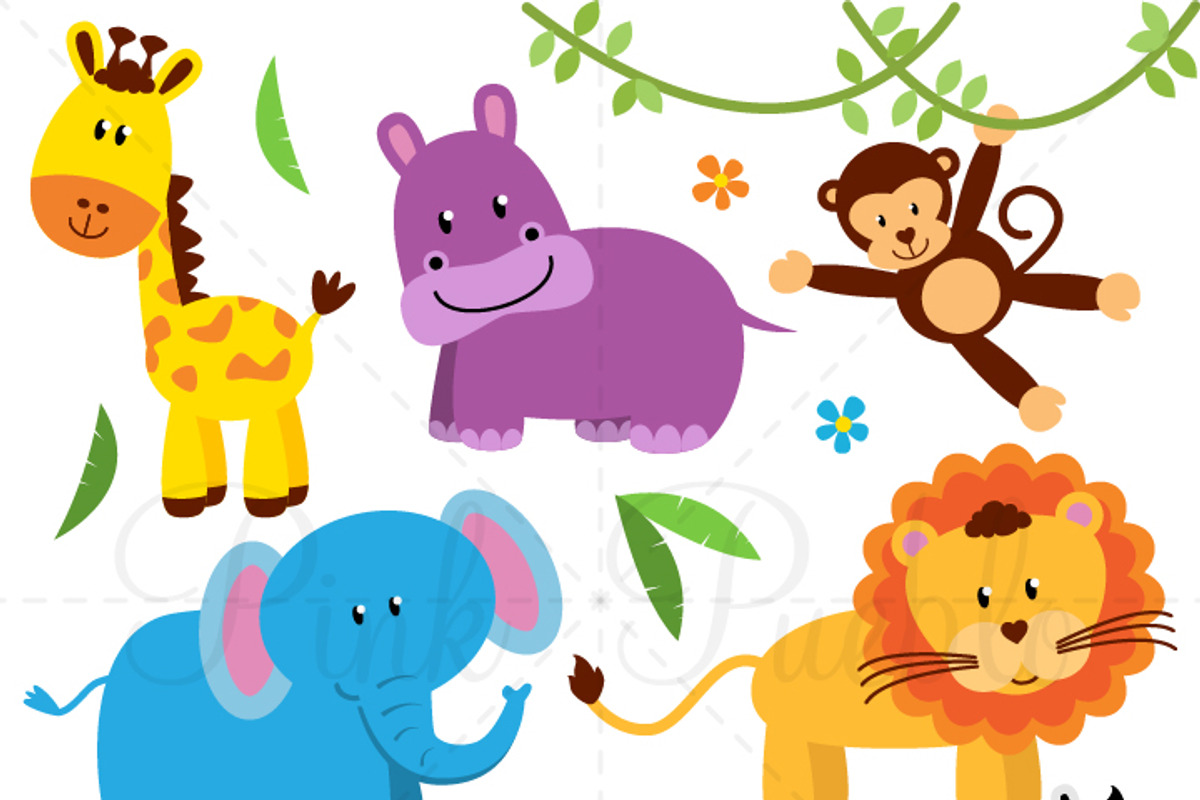 Zoo, Jungle, Safari Animals Clipart, an Animal Illustration by PinkPueblo