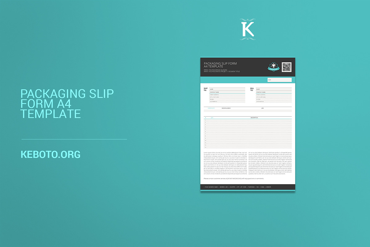 Packaging Slip Form A4 Template, a Templates & Theme by Keboto