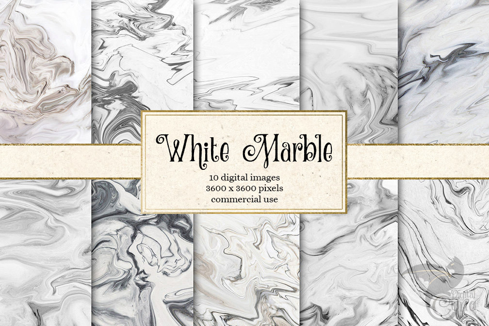 White Marble Digital Paper, a Texture Graphic by Digital Curio