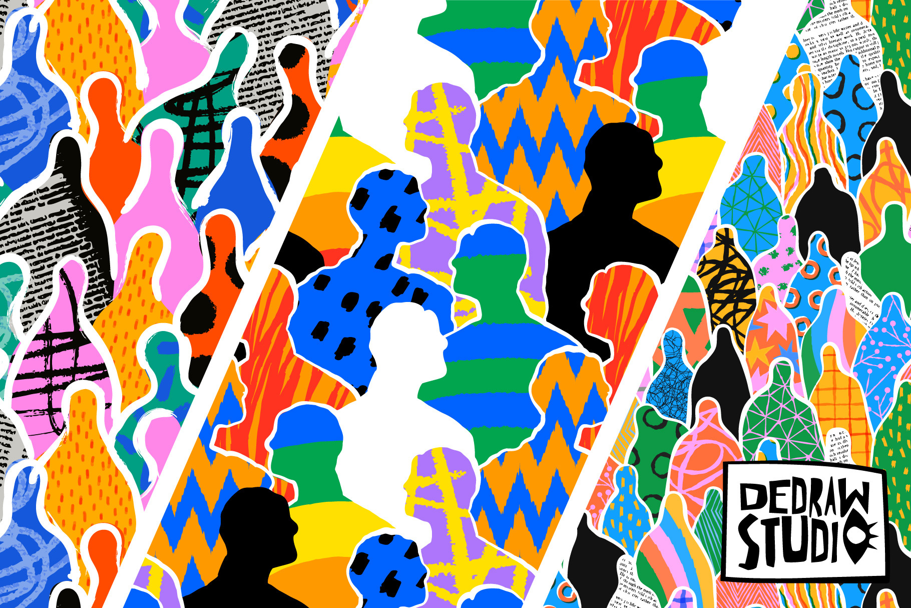 Colorful People Art Patterns | Creative Market
