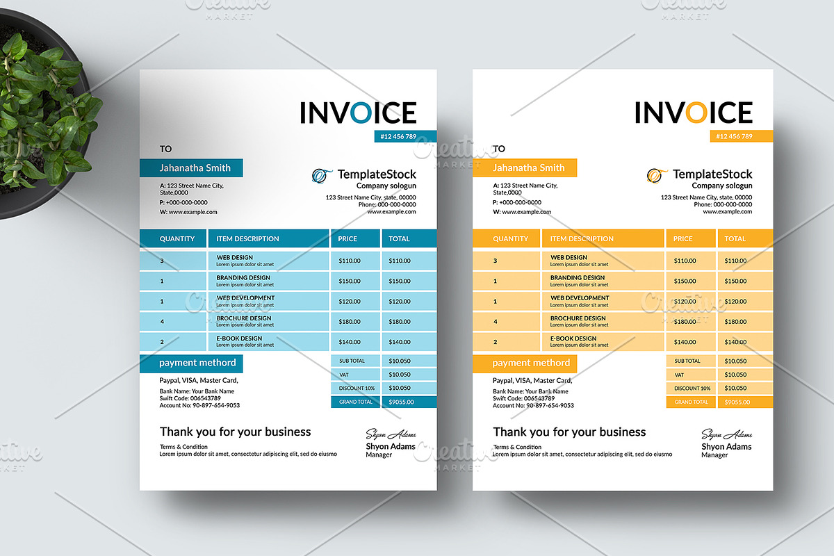 Invoice Template V18, a Stationery Template by Template Shop
