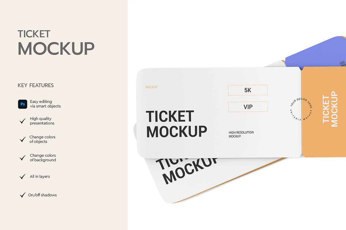 Stacked Ticket Mockup Layout
