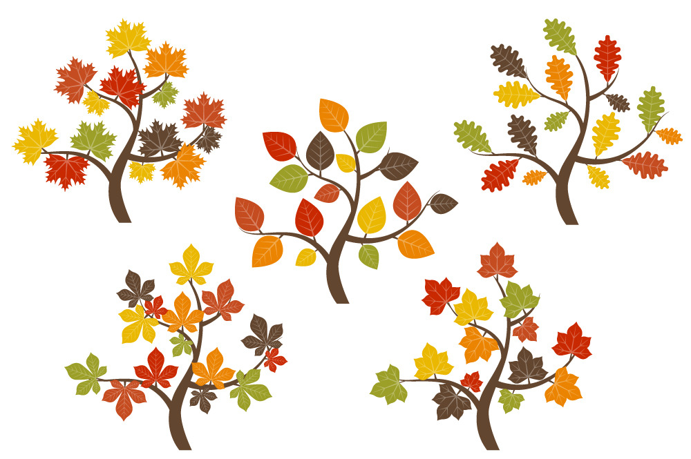 Fall Trees Clip Art, a Seasonal Illustration by TheCreativeMill