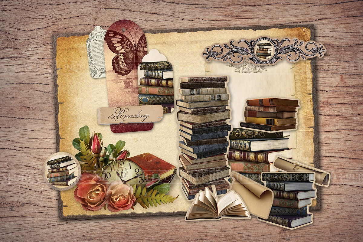 Books Scrapbooking Kit, an Illustration by Secret Helper
