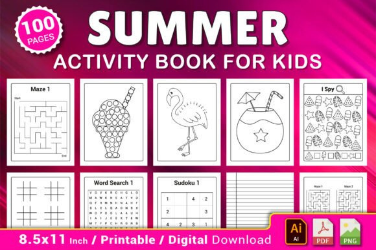 Summer Activity Book for Kids, a Seasonal Illustration by Ink Gallery