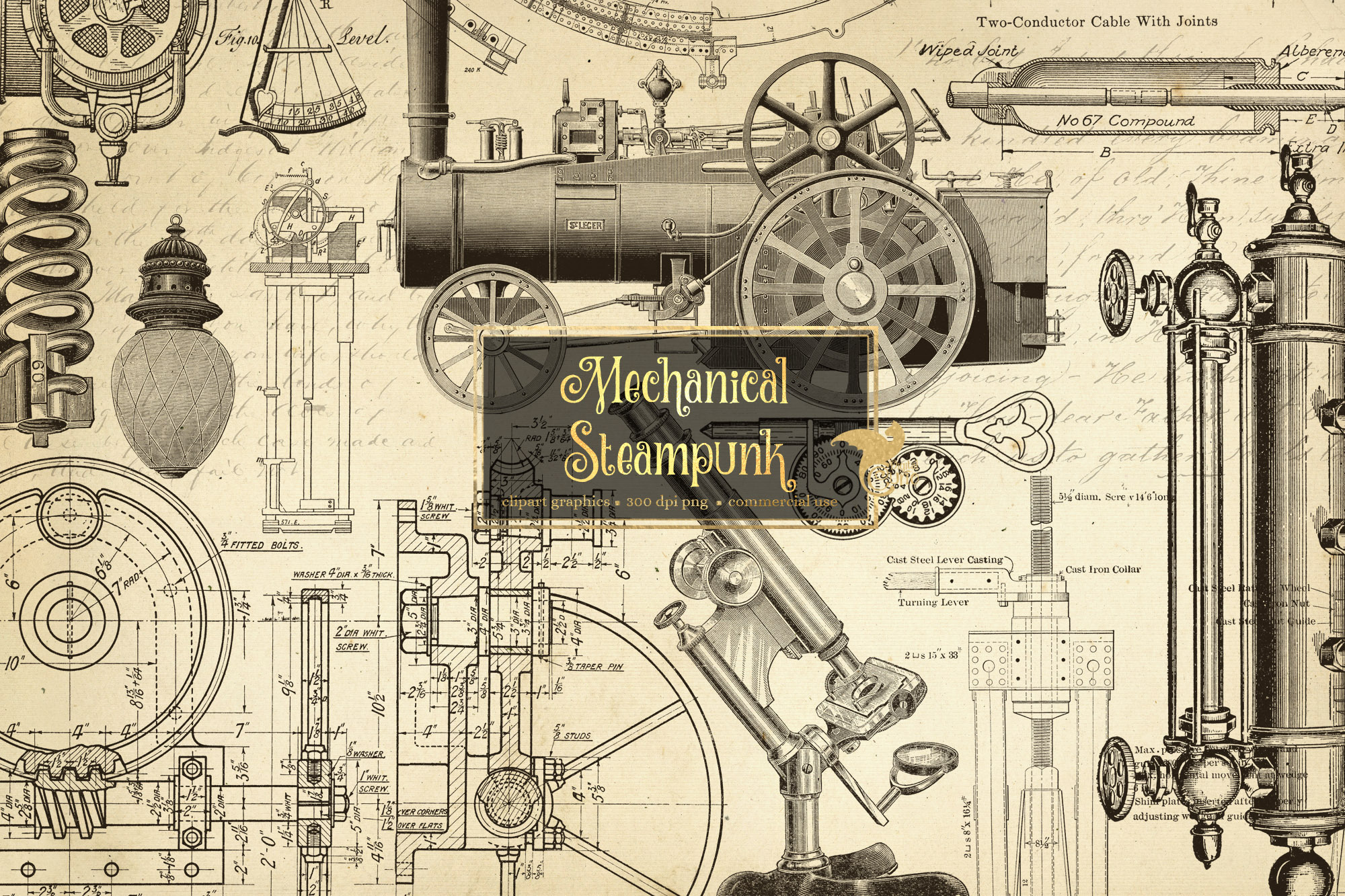 Mechanical Steampunk Overlays, an Illustration by Digital Curio