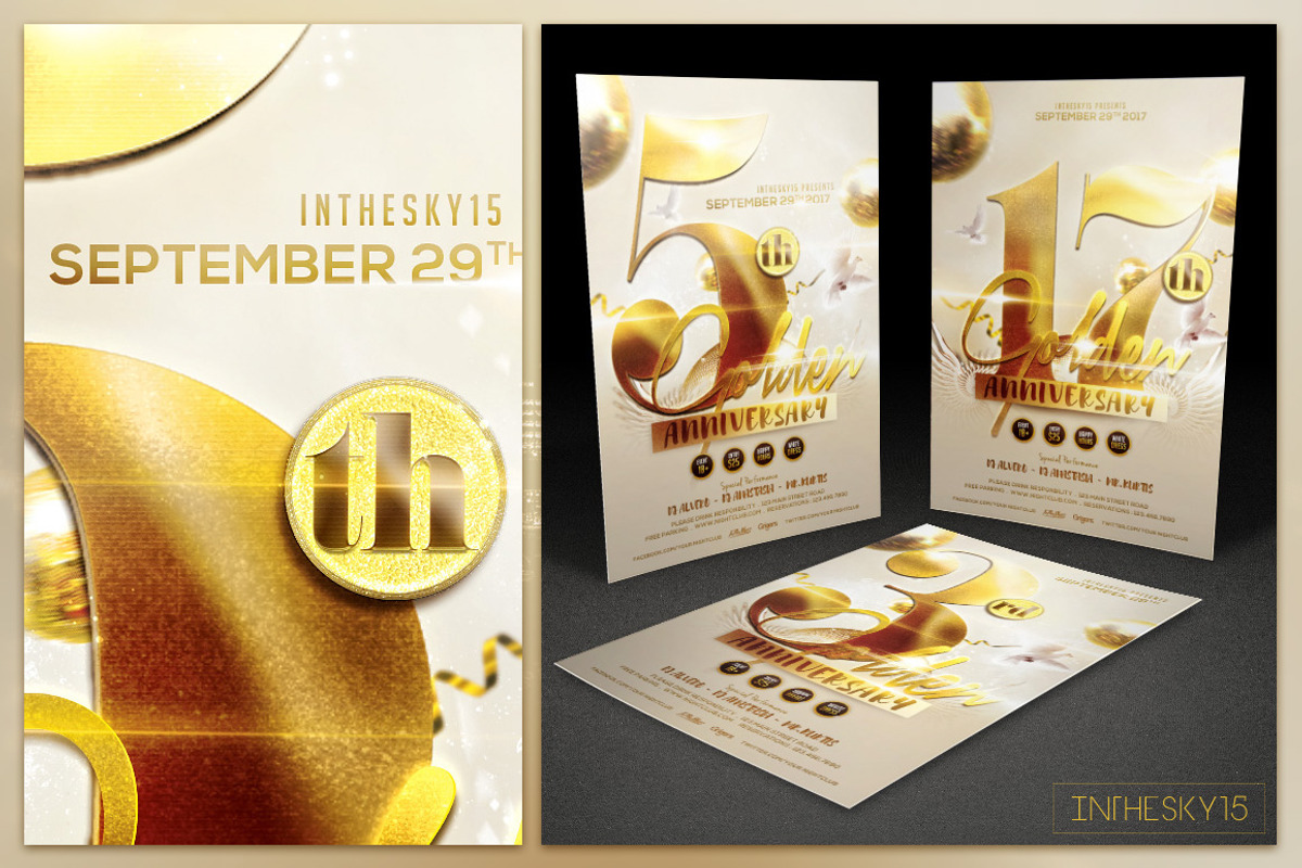 Golden Anniversary Flyer Template, a Flyer Template by InTheSky15