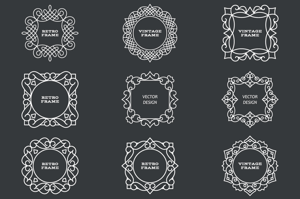 Monogram line vintage frames, a Decorative Illustration by pattern shop ...