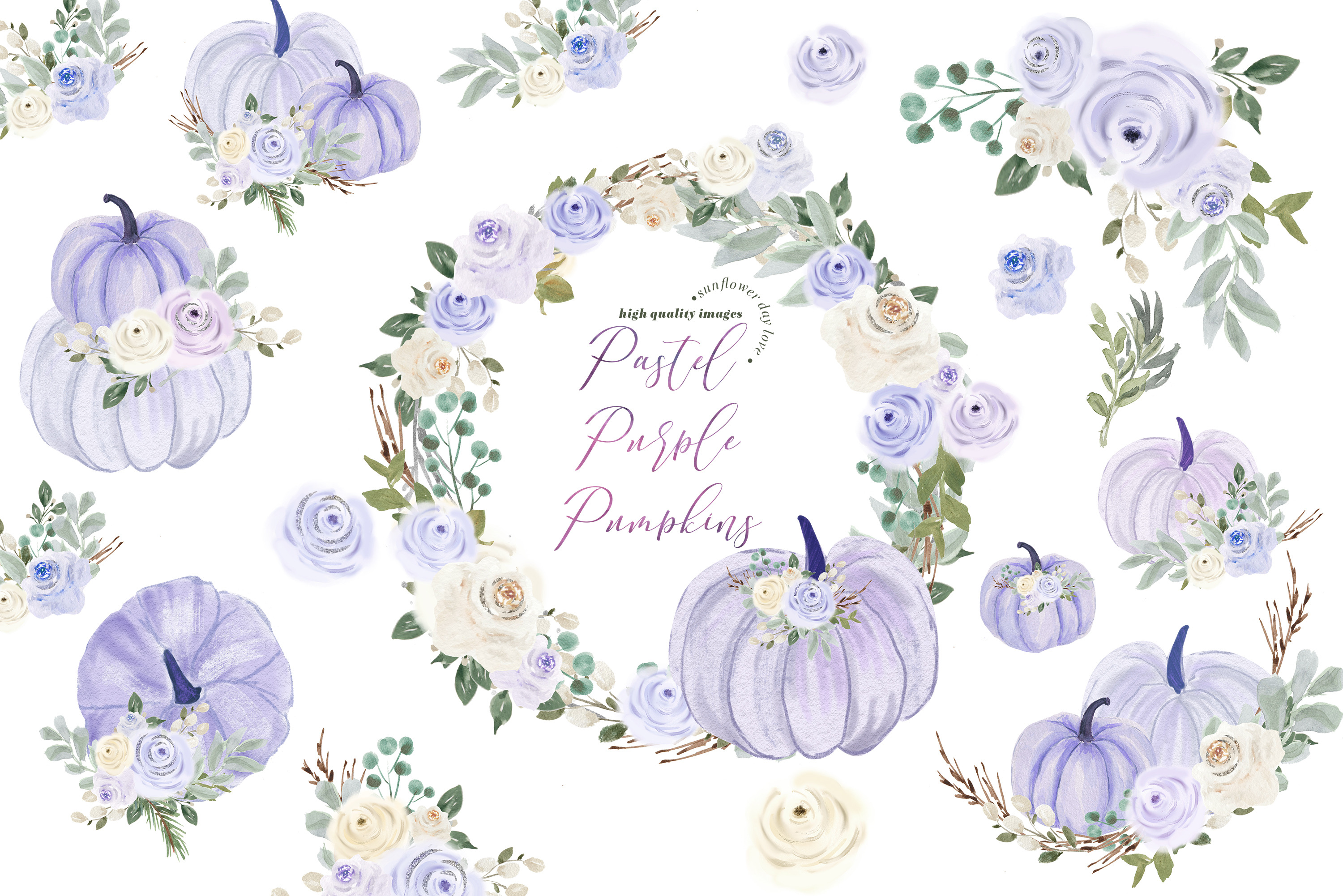 Pastel Purple Pumpkin Clipart, an Illustration by Sunflower Day Love