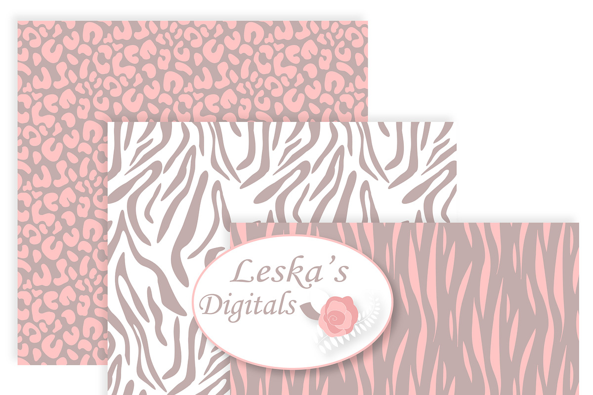 Animal Prints - Baby Pink Safari, a Pattern Graphic by Leska's Digitals