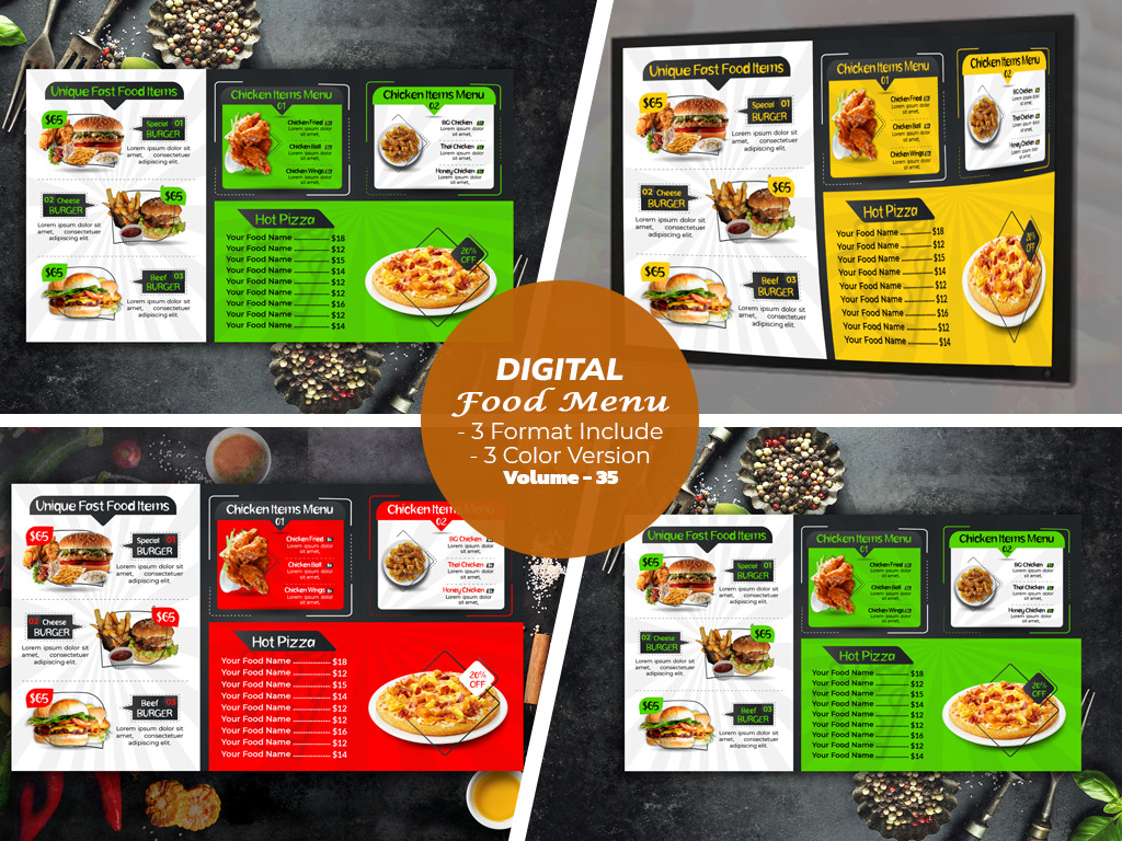 Digital Food Menu Design Template, a Stationery Template by MRI STUDIO