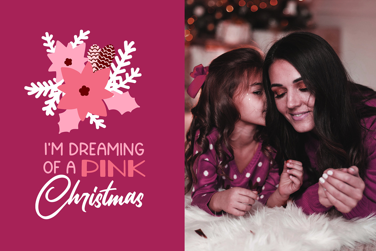 Pink Christmas Clipart & Patterns, a Decorative Illustration by AvaAva