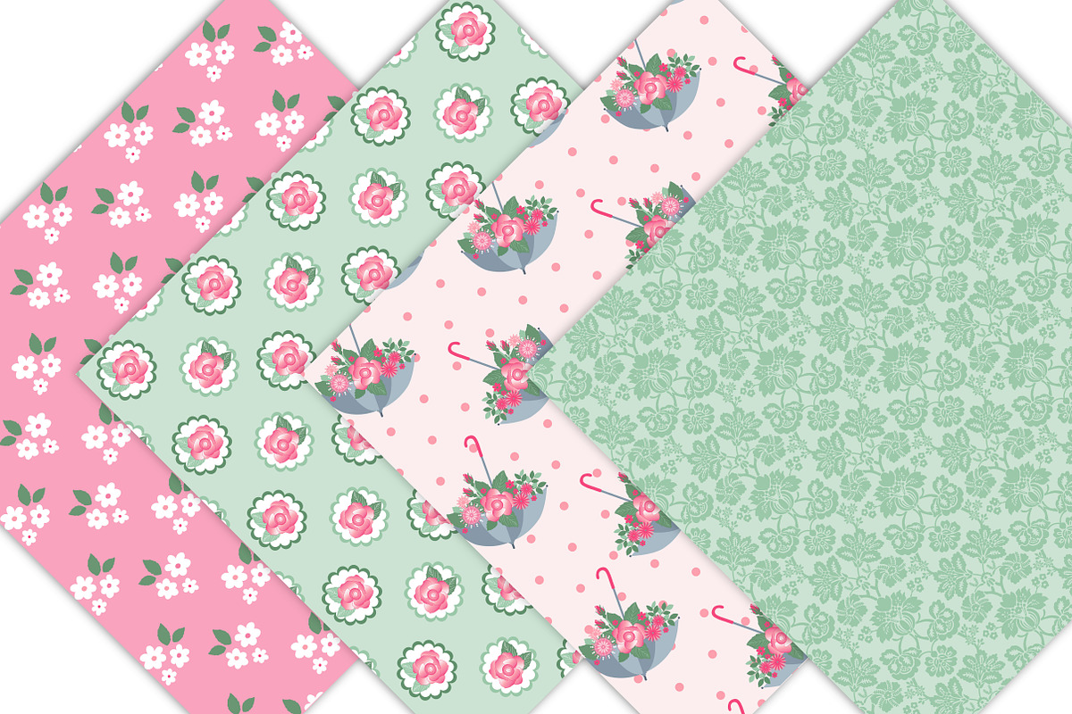 Pink Floral Digital Paper Pack, a Pattern Graphic by Leska's Digitals