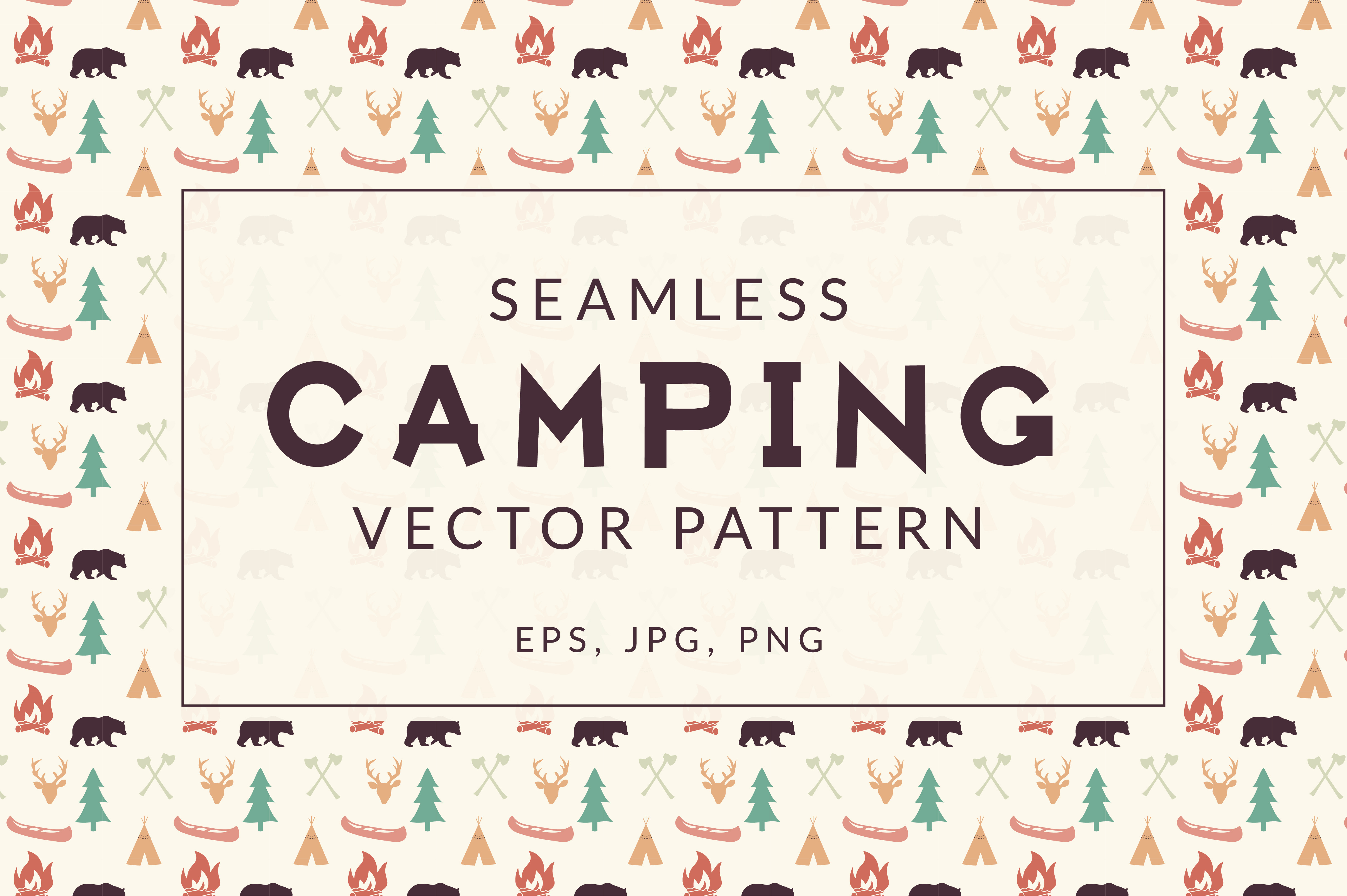 Seamless Retro Camping Pattern, a Pattern Graphic by tylyn.hansen