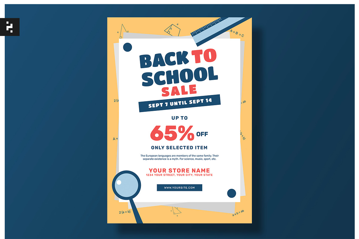 Back to School Sale Flyer, a Flyer Template by Neermana | Creative Market