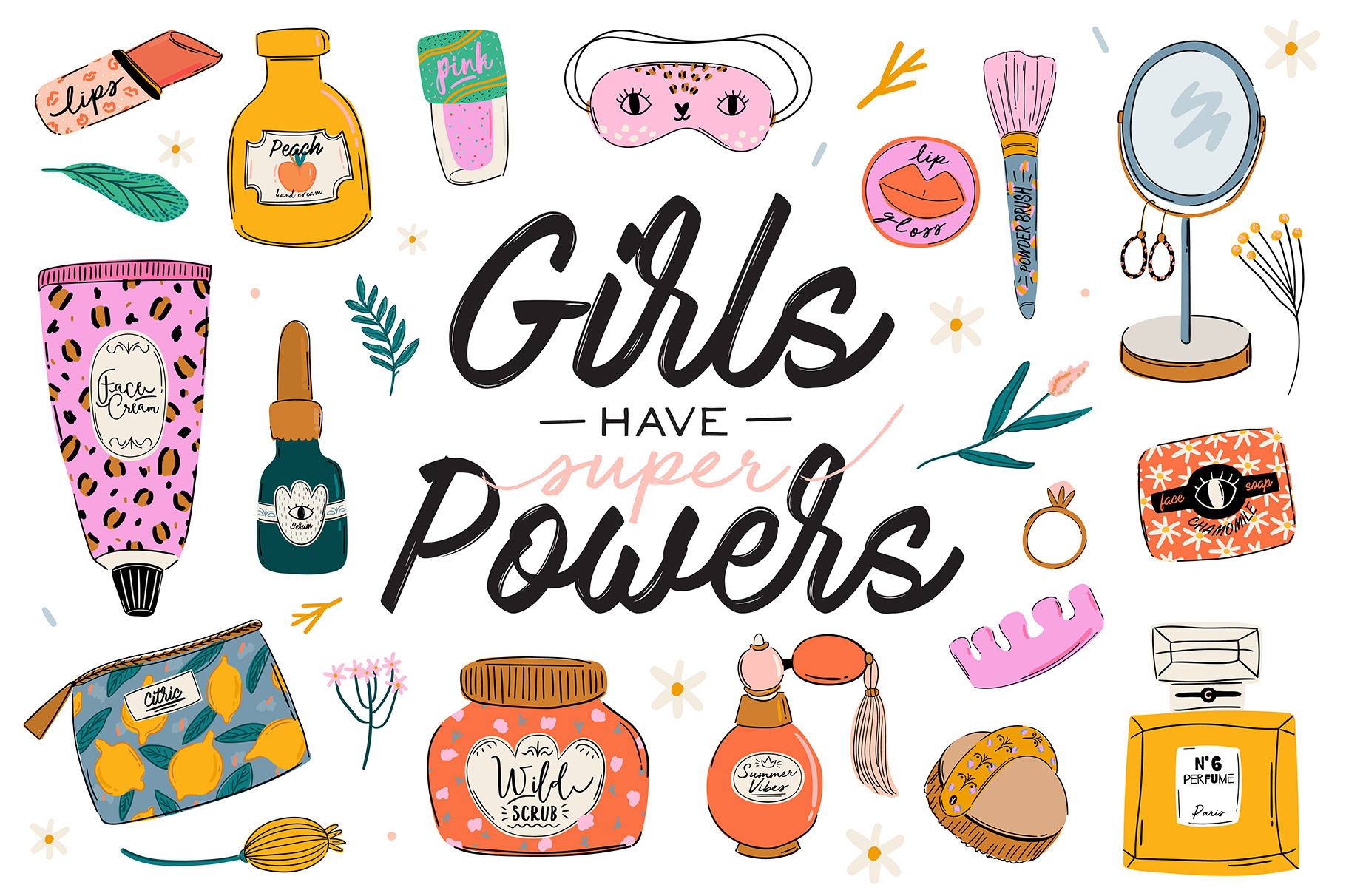 Beauty Kit: prints, quotes & pattern, an Object Illustration by Ruslana ...