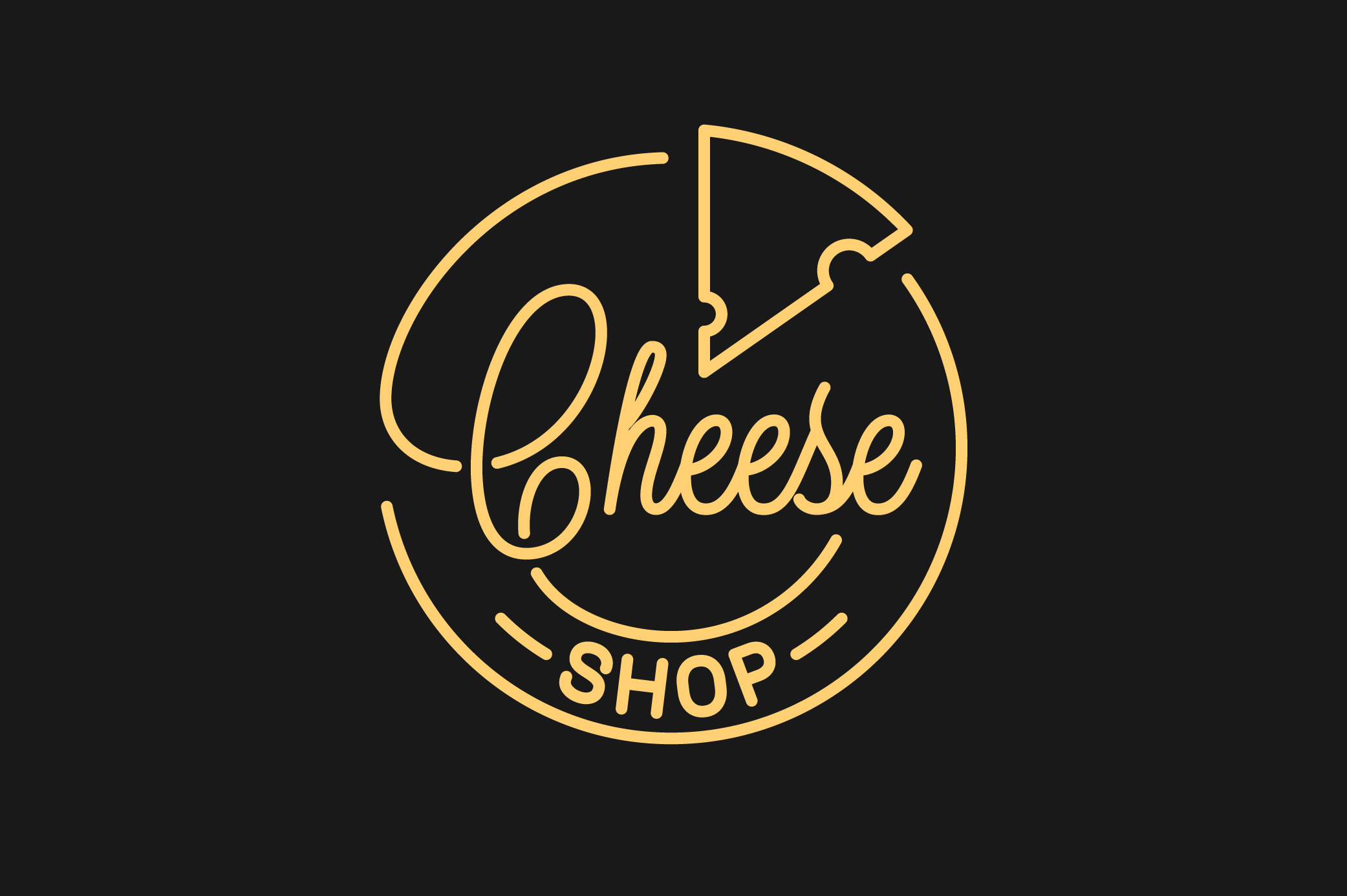 Cheese shop logo. Round linear logo., an Object Graphic by PushLogo