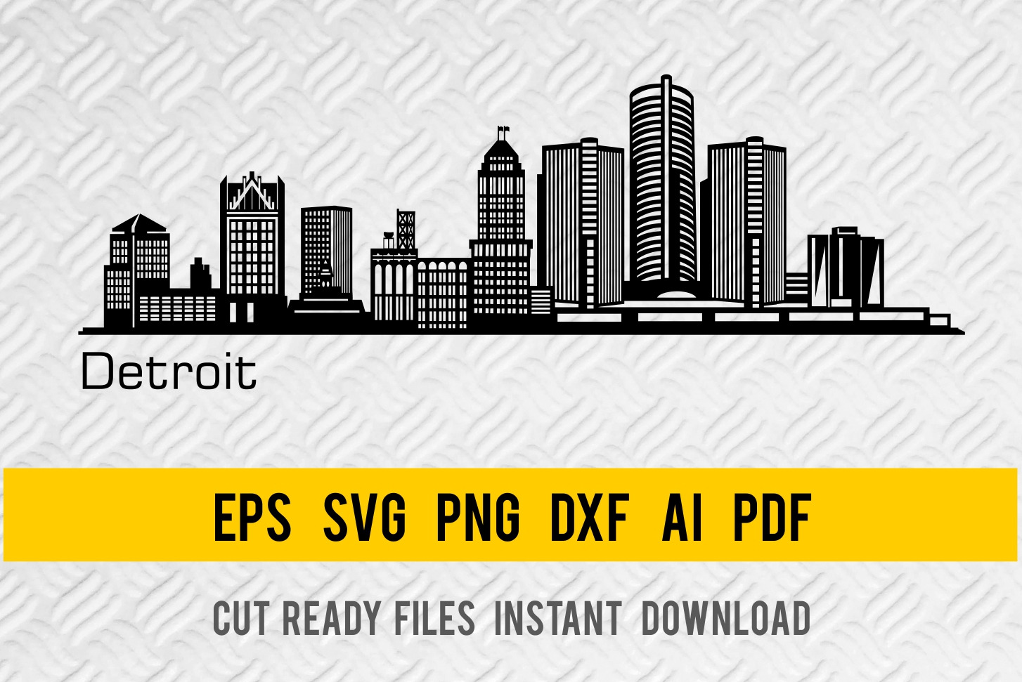 Detroit City Skyline Stencil Cut SVG, an Illustration by Digital-Clipart