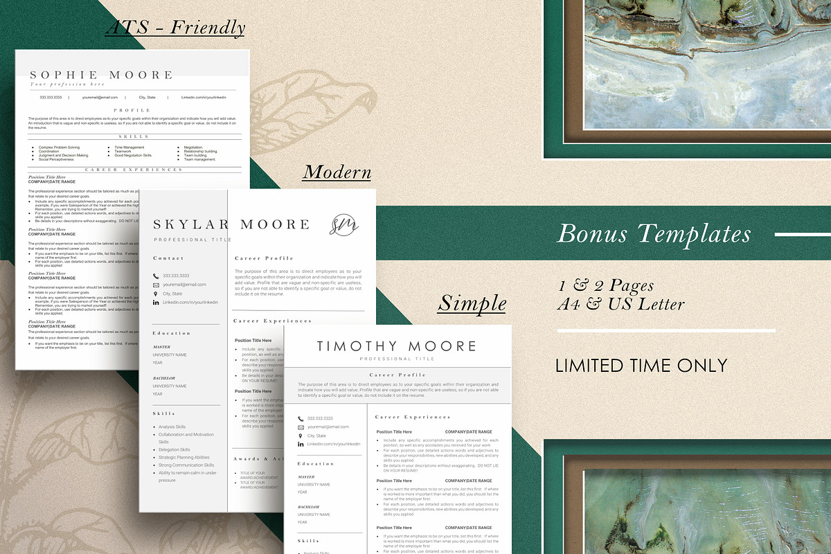 Modern Resume / CV Template - Ella, a Resume Template by Hired Guardian