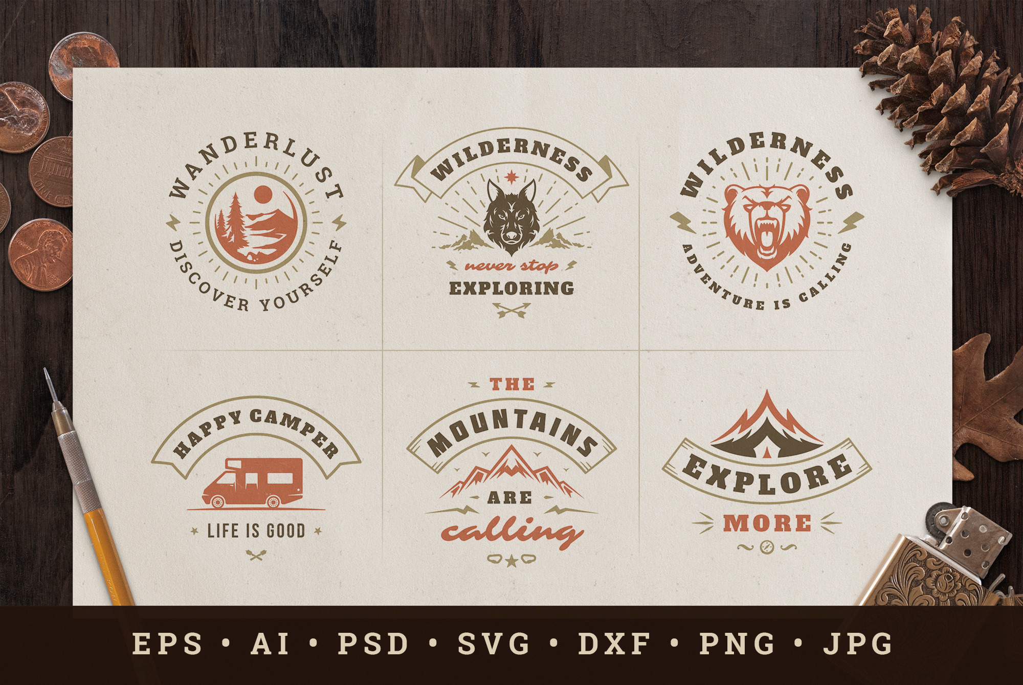 Camping & Outdoor Quotes, a Branding & Logo Template by Vasya Kobelev