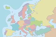 3x Colorful Europe Maps
