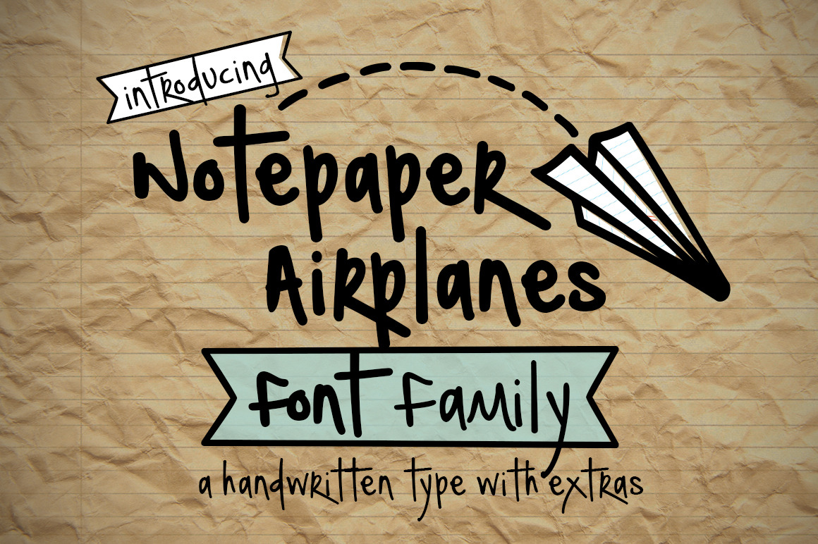 Notepaper Airplanes Font Family, a Script Font by Brittney Murphy Design