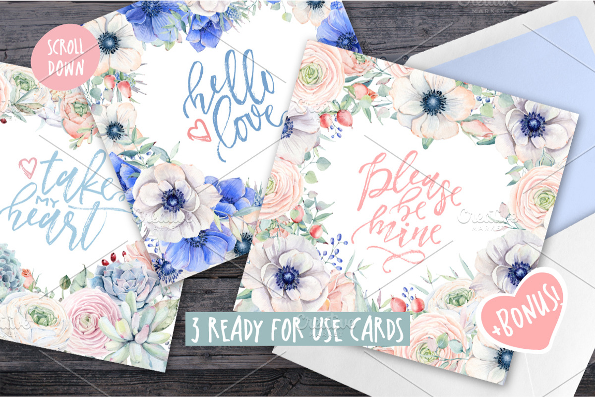 TAKE MY HEART Valentines cards set, an Illustration by Lemaris ...
