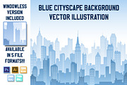 Vector Blue Cityscape Background | Decorative Illustrations ~ Creative ...