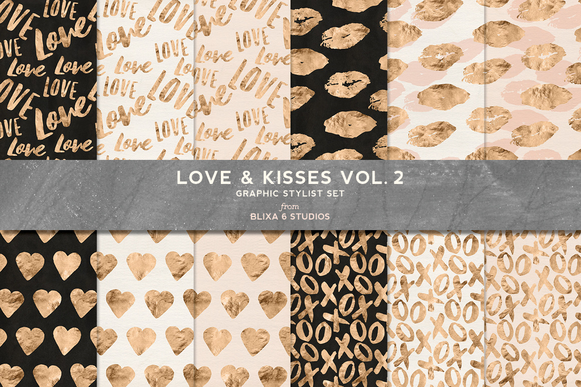 Love & Kisses Vol. 2: Rose Gold, a Pattern Graphic by Blixa 6 Studios