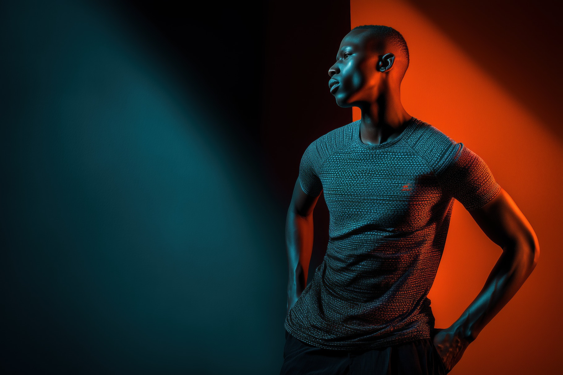 A stylish male model in Coolmax fabric poses against a backdrop of ...