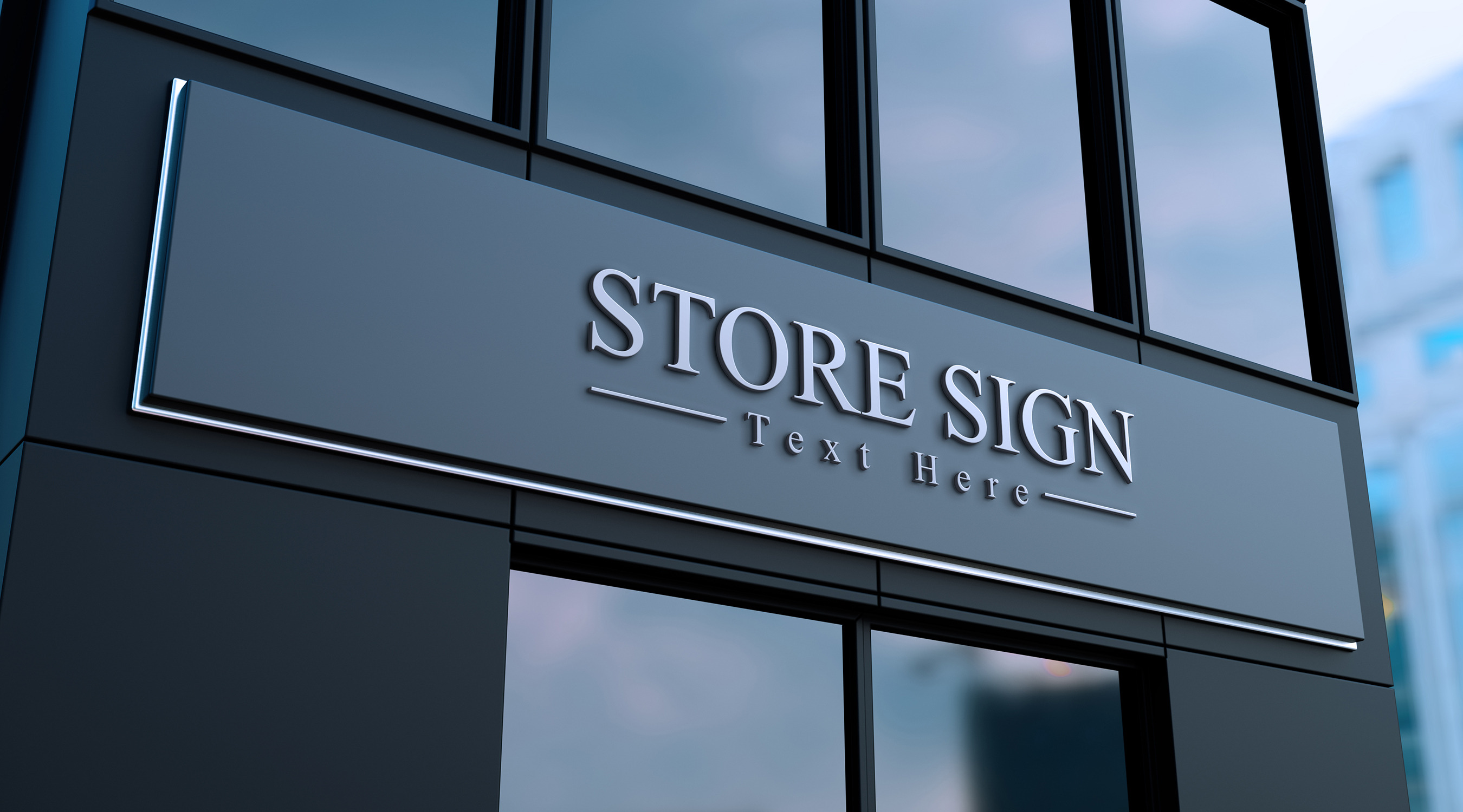 storefront logo mockup modern sign, a Product Mockup by imonedesign