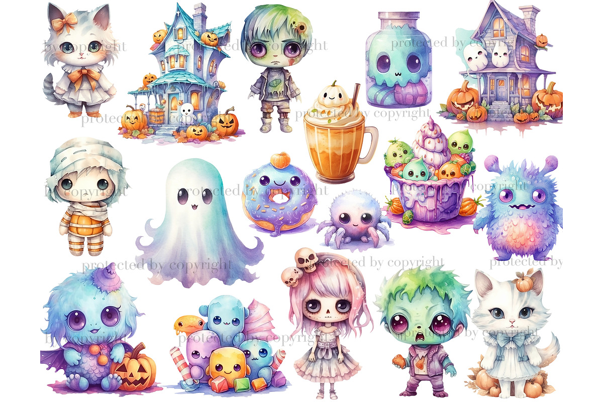 Cute Halloween Clipart Bundle, a Person Illustration by GlamArtZhanna
