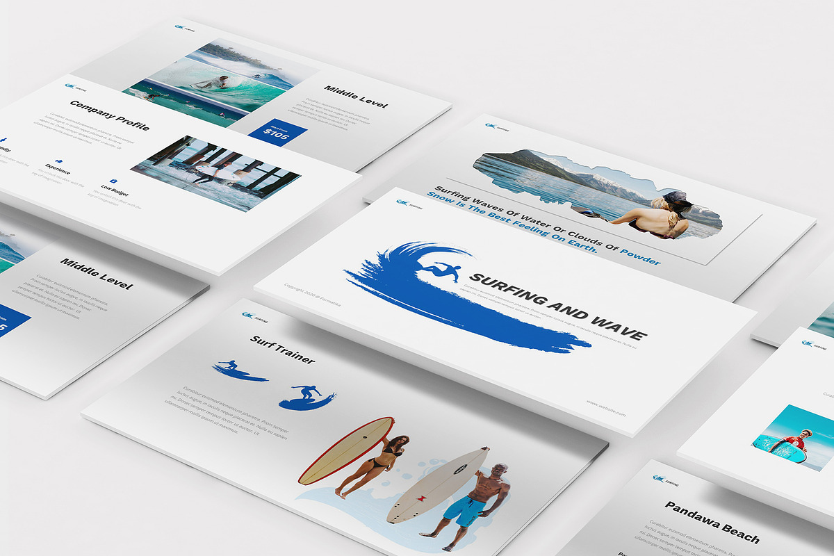 Surfing Powerpoint Template, a Presentation Template by Formatika Studio