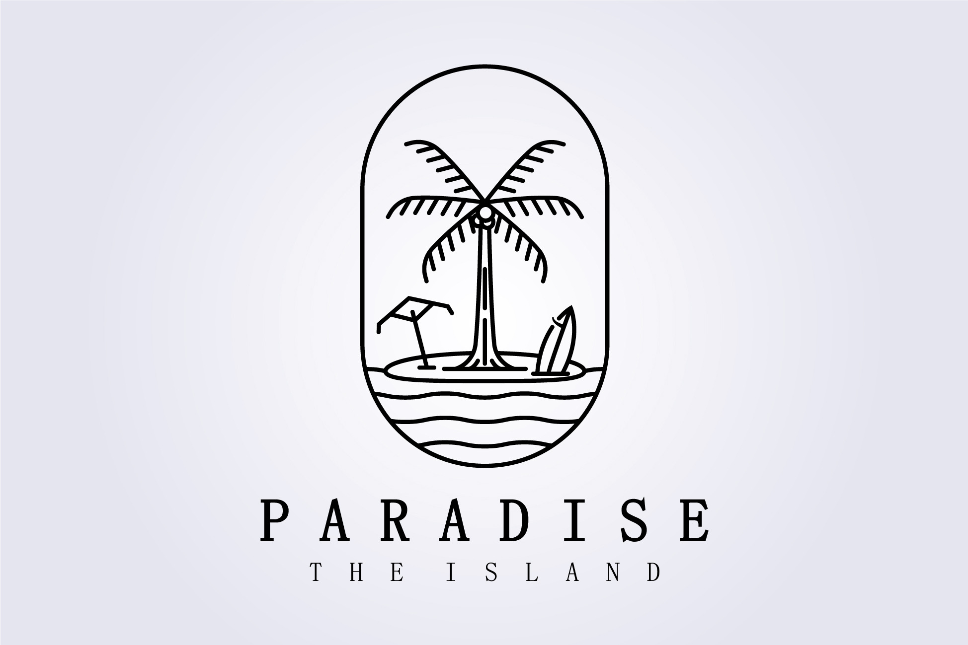 paradise hawaii line art palm logo, a Branding & Logo Template by Lodzrov