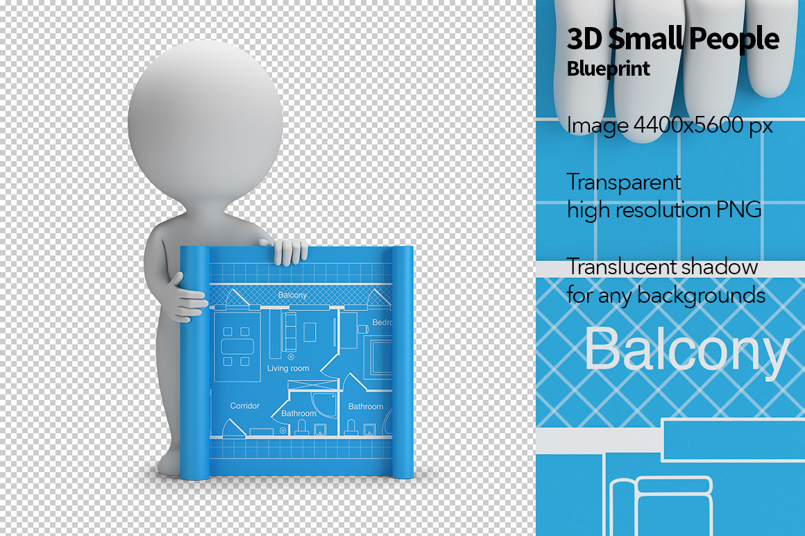 3D Small People - Blueprint, a Person Illustration by Anatoly Maslennikov