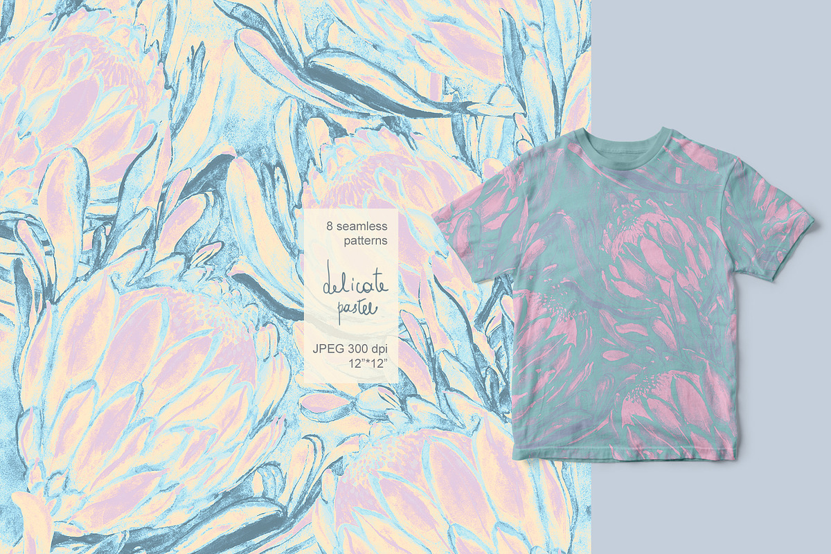 Pastel floral seamless set, a Pattern Graphic by PatternsBlooming