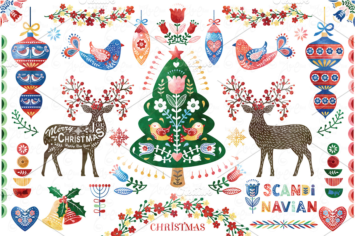 Watercolor Christmas Scandinavian, a Decorative Illustration by YenzArtHaut