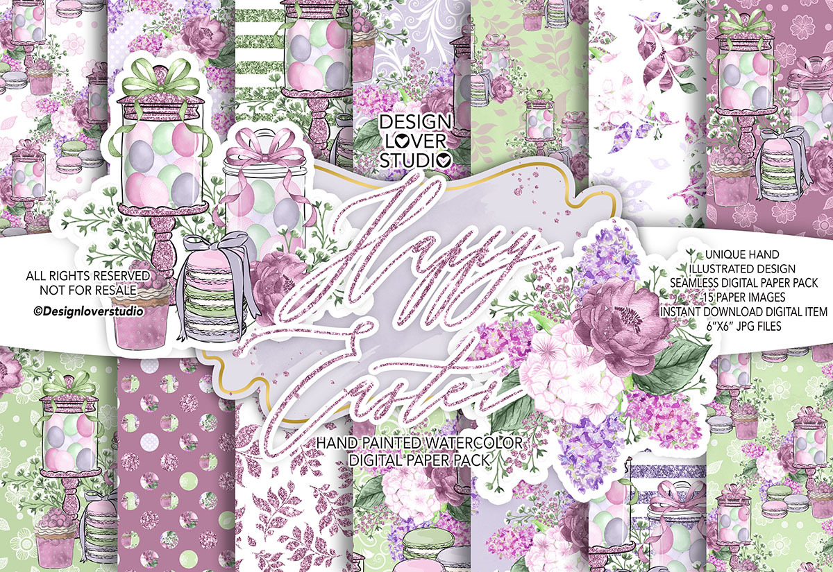 Happy Easter digital paper pack, a Pattern Graphic by designloverstudio ...