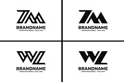 Letters 7M or WL Monogram Logo Set