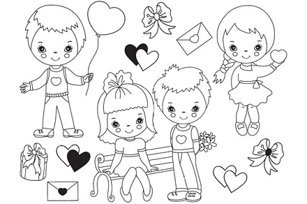 Vector Valentines Day Kids Clipart, an Illustration by TheCreativeMill