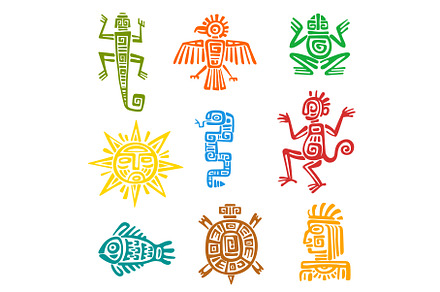 Mayan aztec totems, animals | Animal Illustrations ~ Creative Market